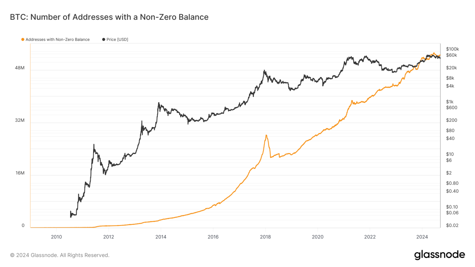 Bitcoin addresses with non-zero balances climb over 50 million in 2024 ...